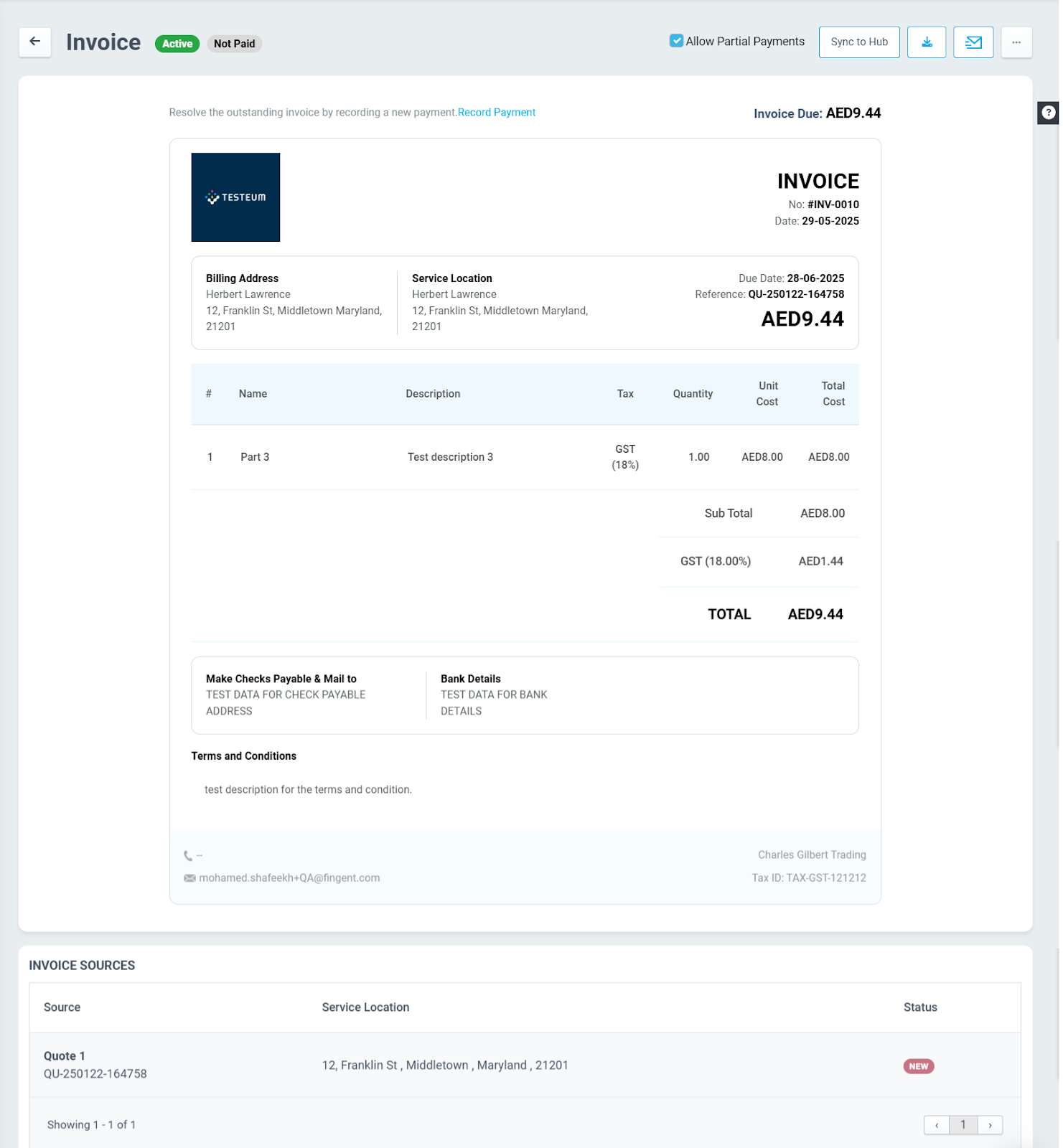 Creation of Invoice - ROS India
