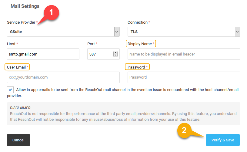 How do I configure my outgoing emails? | ReachOutSuite