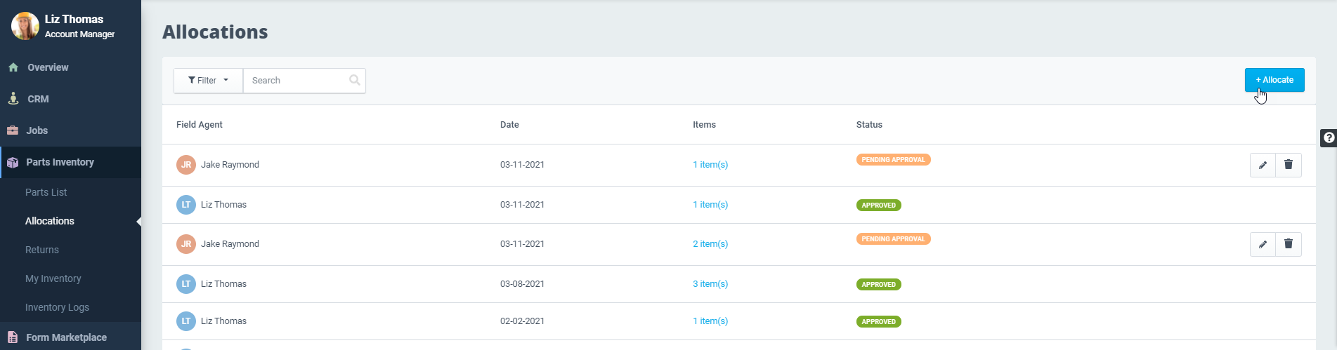 Allocating Parts - ReachOut