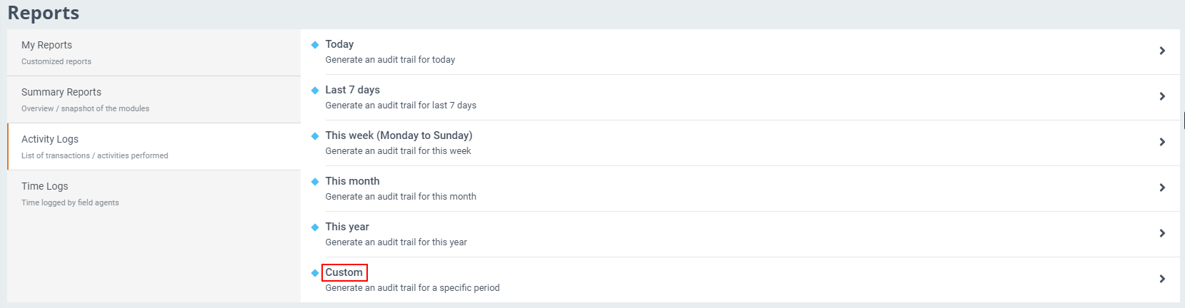Generating Audit Trails Reachout