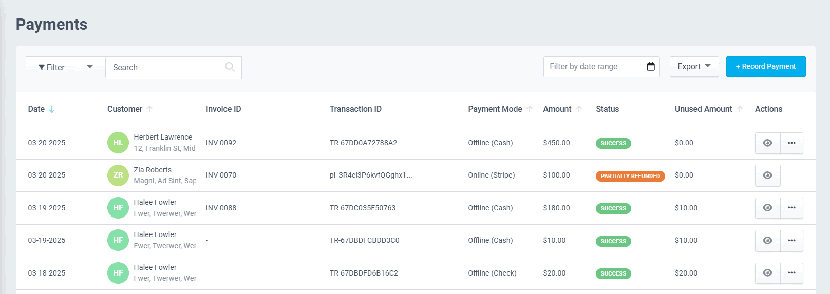 Managing Payment List - ReachOut
